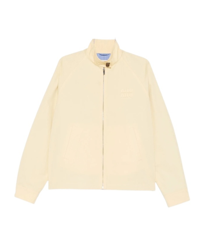 Buy Miu Miu Long-sleeved Zip-up Jacket With Logo And Patch Pockets